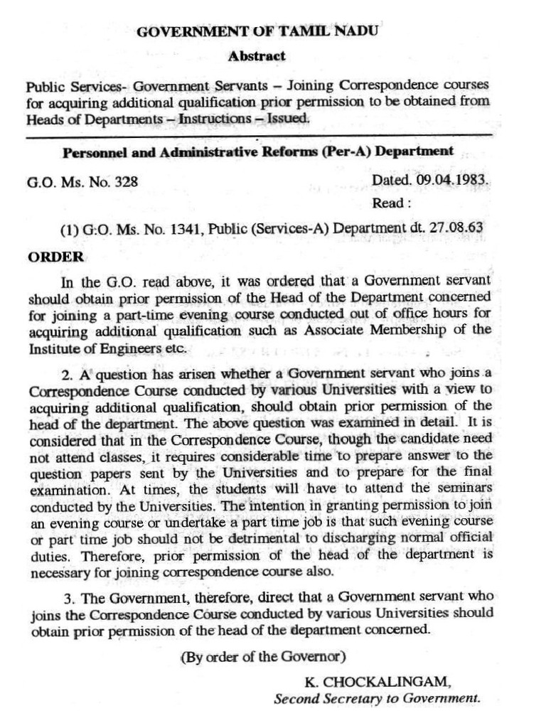 Government Order No 328 Personnel and Administratvie Reforms Department ...