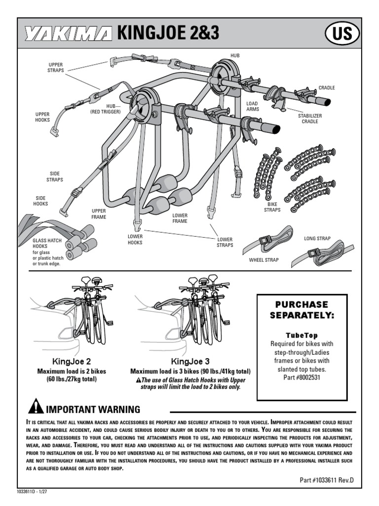 Yakima KingJoe-3 Manual | Download Free PDF | Trunk (Car) | Vehicles