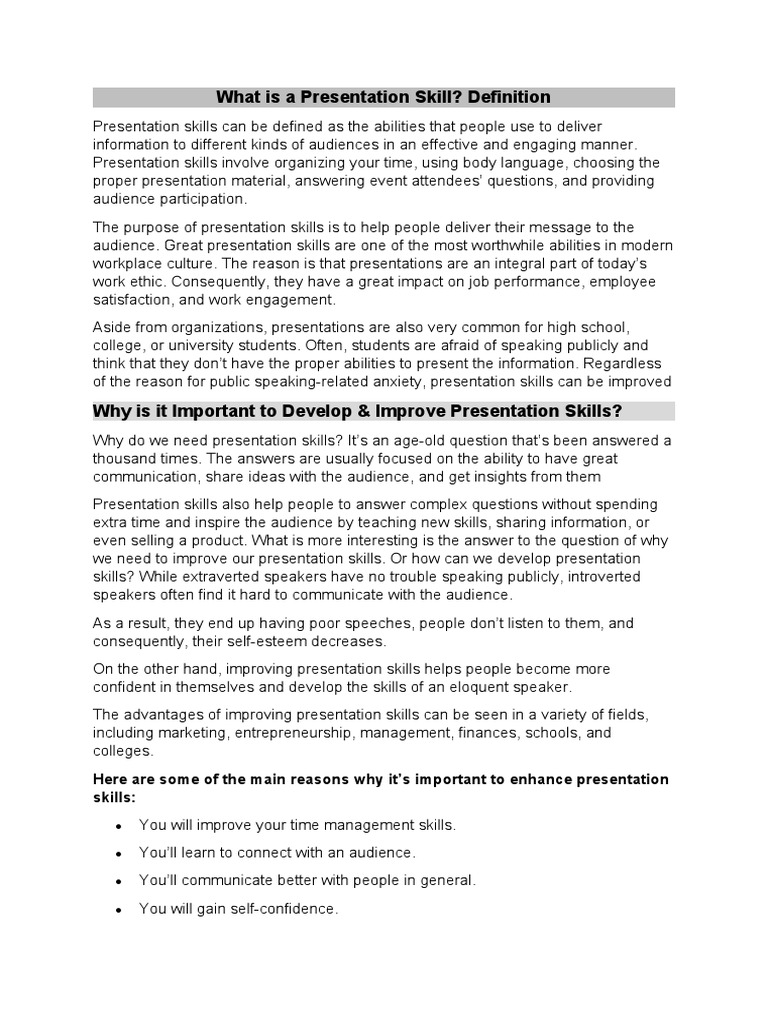 What Is A Presentation Skill | PDF | Expert | Communication