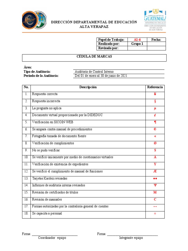 Formato Cédula de Marcas | PDF | Auditoría