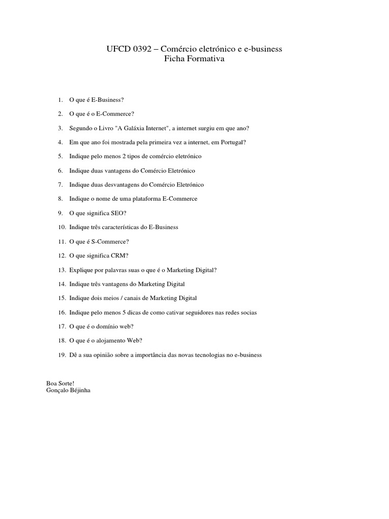 Exercício Prático - UFCD 0392 - Comércio Eletrónico e E-Business | PDF
