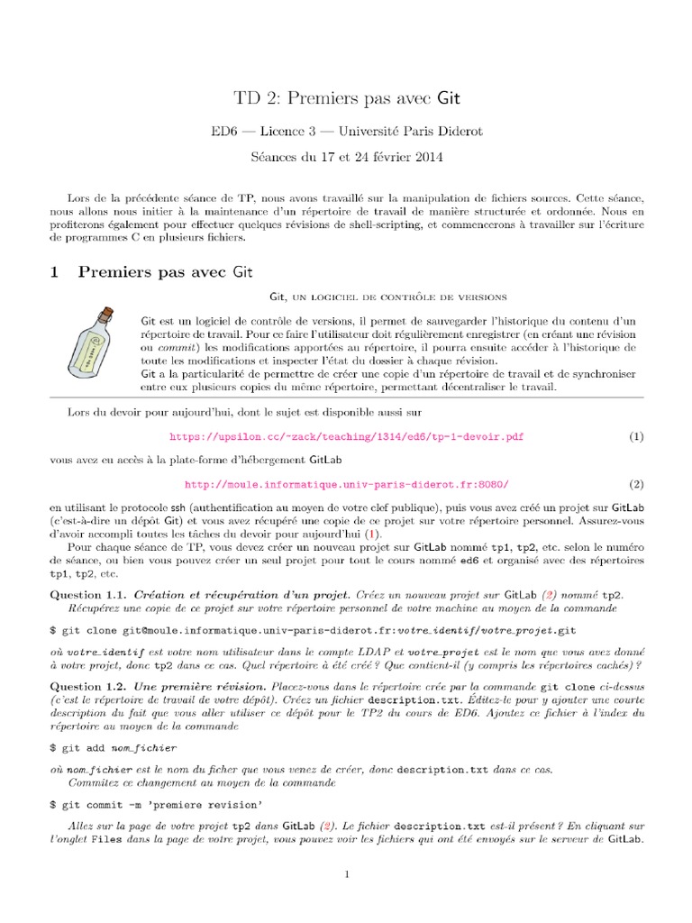 TD 2 - Premiers Pas Avec Git - PDF | PDF