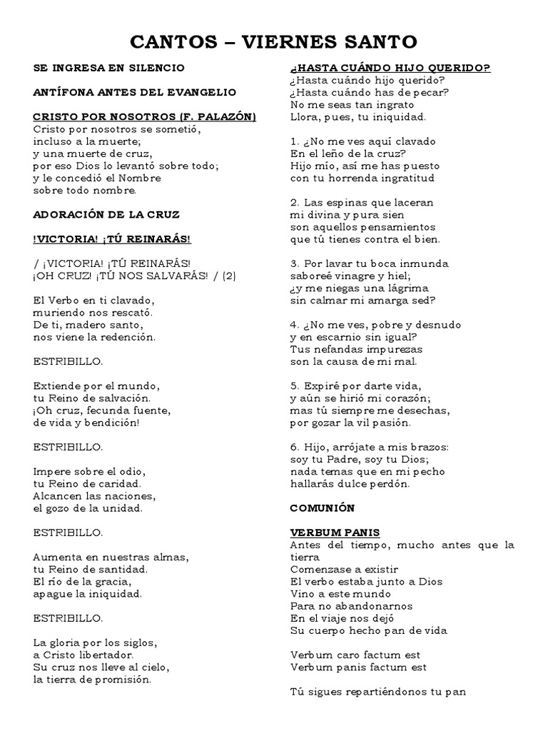 Cantos Viernes Santo | PDF | eucaristía | Creencia religiosa y doctrina