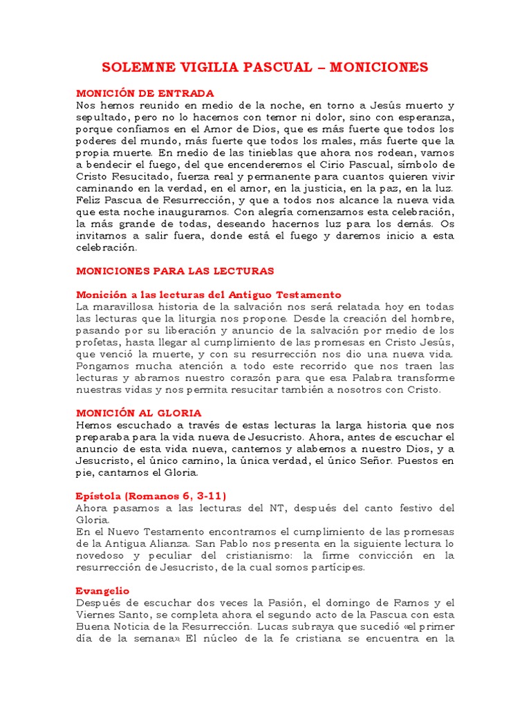 Solemne Vigilia Pascual - Moniciones | PDF | eucaristía | La ...