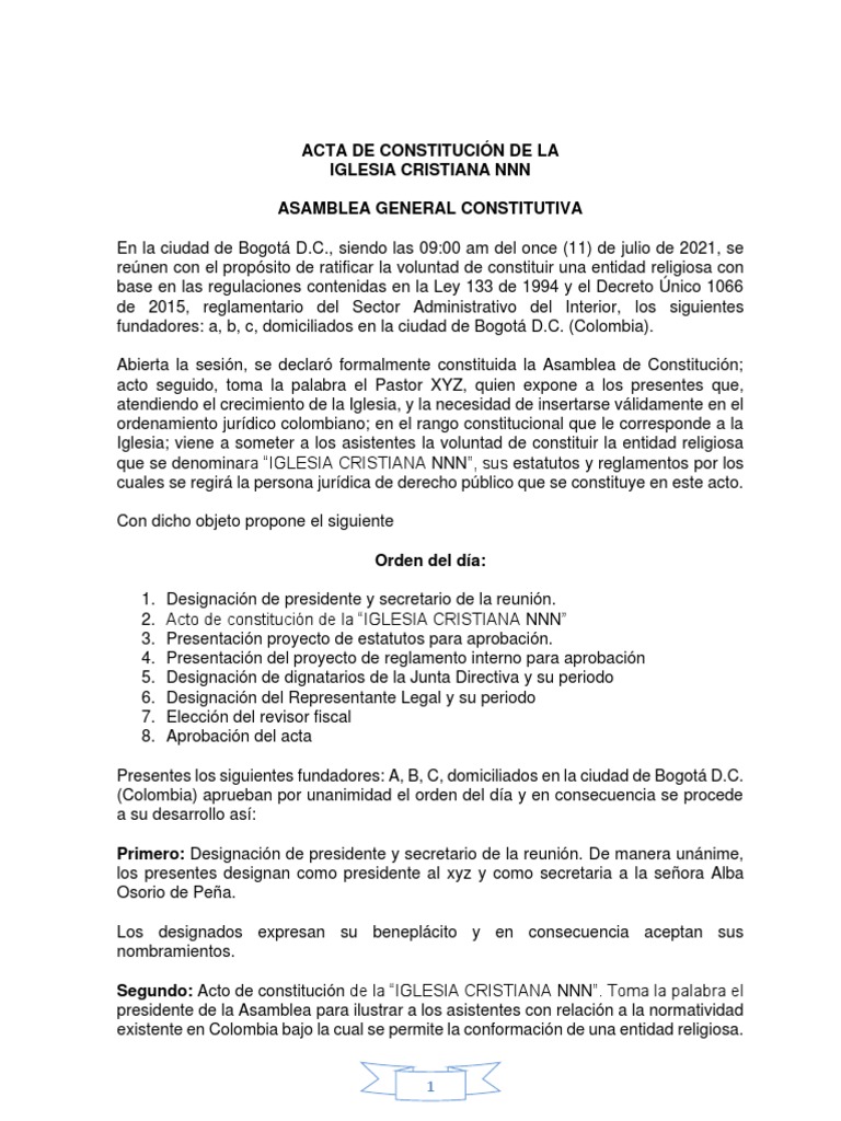 Acta de Constitucion | PDF | Iglesia Católica | Jesús