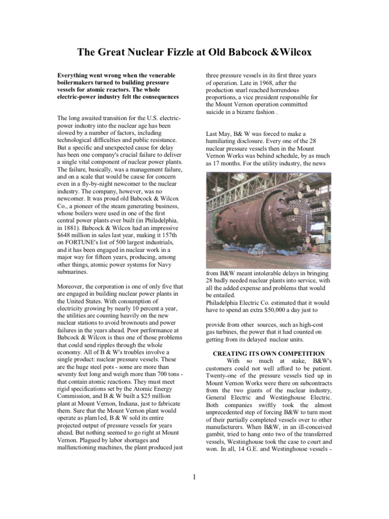 The Great Nuclear Fizzle at Old Babcock | PDF | Nuclear Power | Nuclear ...