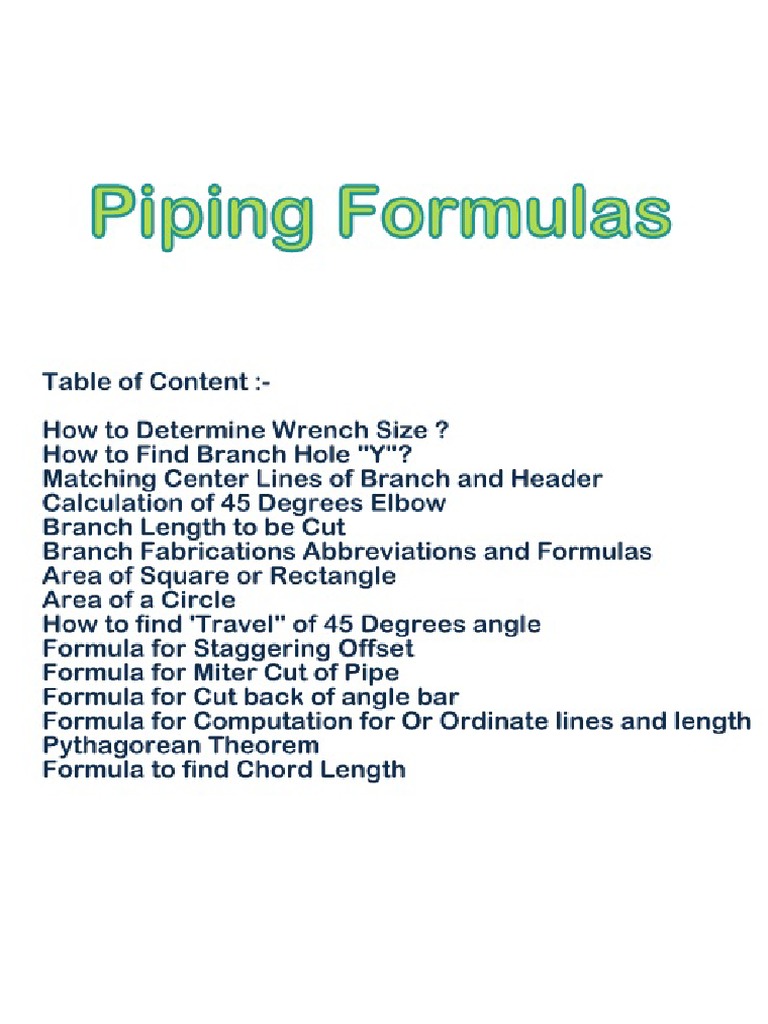 Piping Formula | PDF