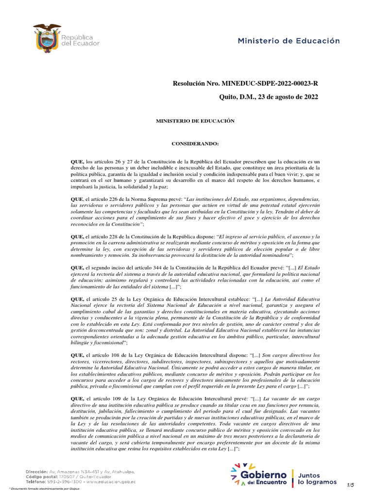 Mineduc Sdpe 2022 00023 R | PDF | Ciencias Políticas | Justicia