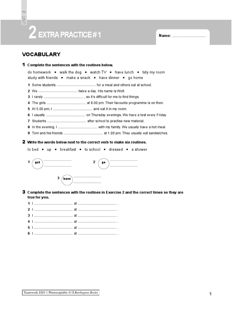 U2 - Extra Practice | PDF | Meal | Linguistics