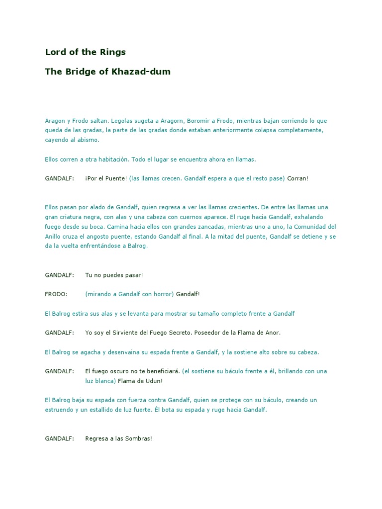 Script Lord of The Rings Espaol | PDF | Razas de la Tierra Media ...