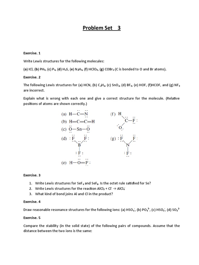 Problem Set 3 | PDF | Chemical Bond | Ion