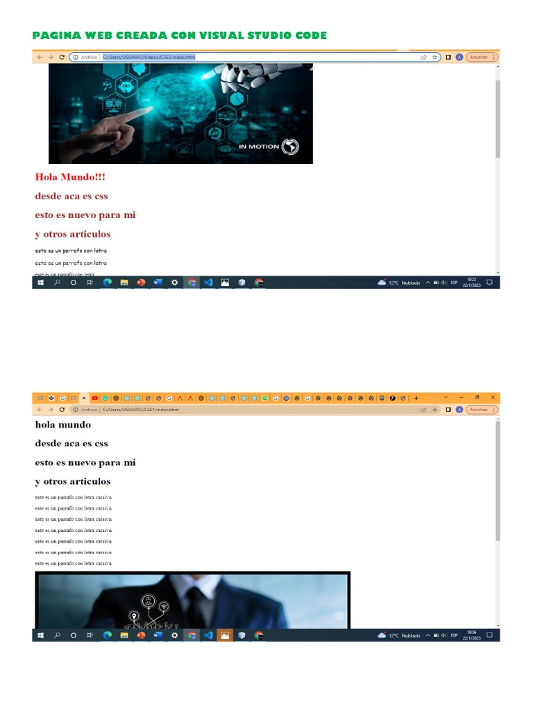 Pagina Web Creada Con Visual Studio Code | PDF