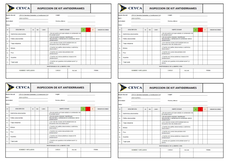 Tarjetas Check-List-Kit-Antiderrames | PDF