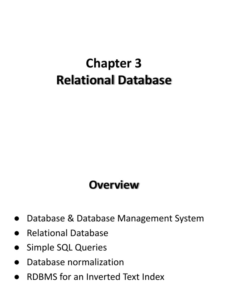 CHAP 3 Relational Database | Download Free PDF | Relational Database | Databases