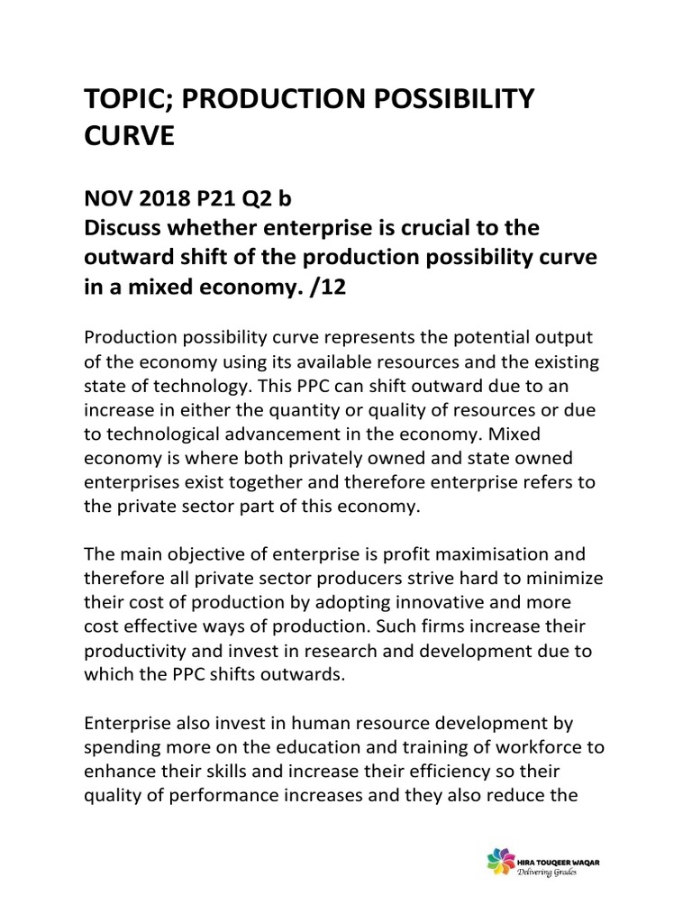 Topic Production Possibility Curve | PDF | Economic Growth | Business