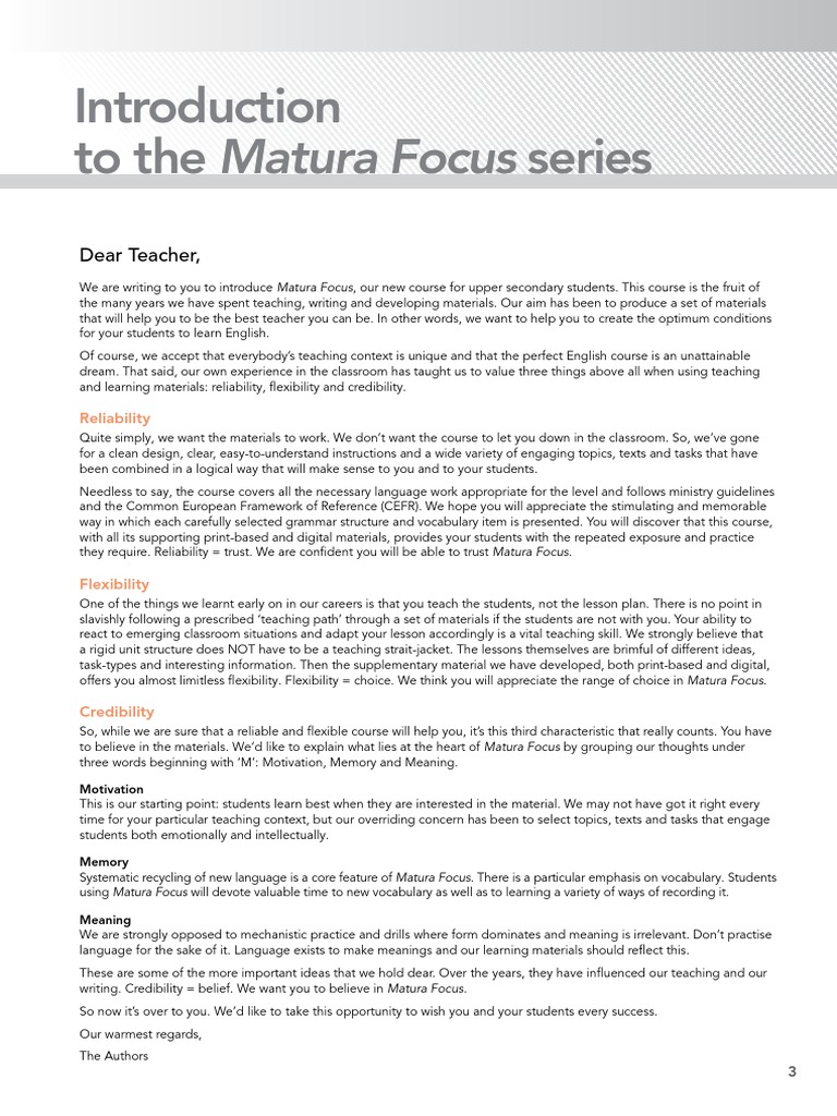 Focus 1 TB | PDF | Teachers | Lesson Plan