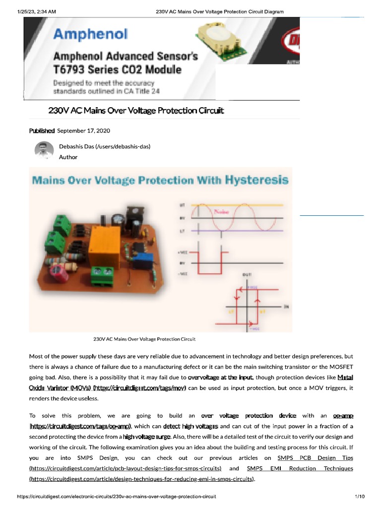 230V AC Mains Over Voltage Protection Circuit Diagram | PDF
