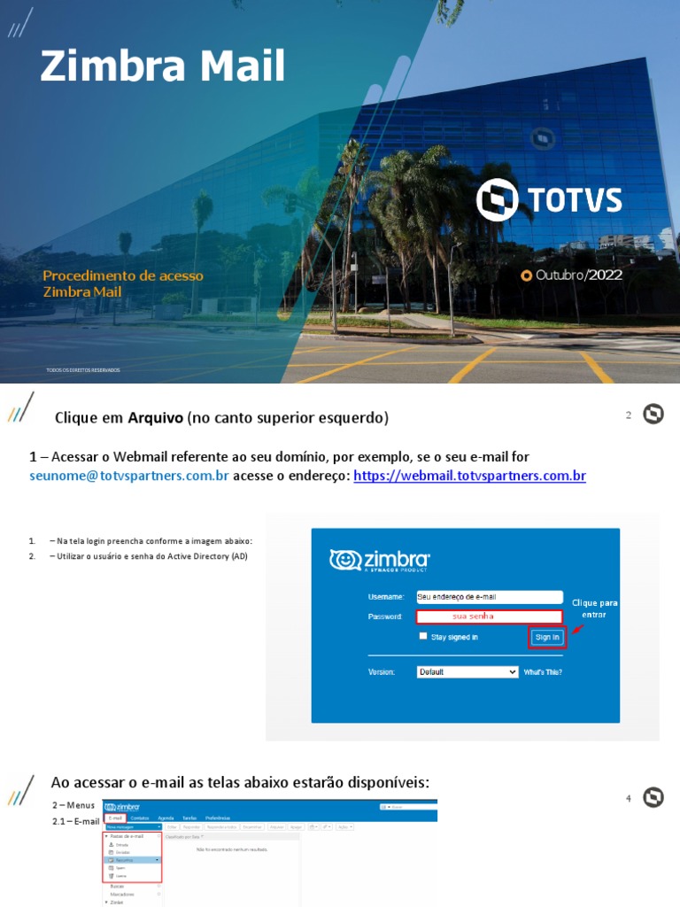 Procedimento Zimbra Mail | PDF