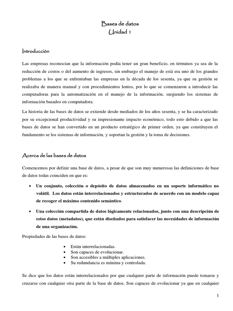 Evolución y Estructura de Bases de Datos | PDF | Bases de datos | Usuario (informática)
