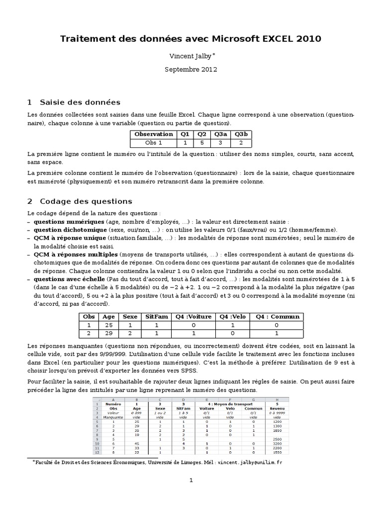 Traitement Des Données Avec Microsoft EXCEL 2010 | PDF | Microsoft Excel | Informatique
