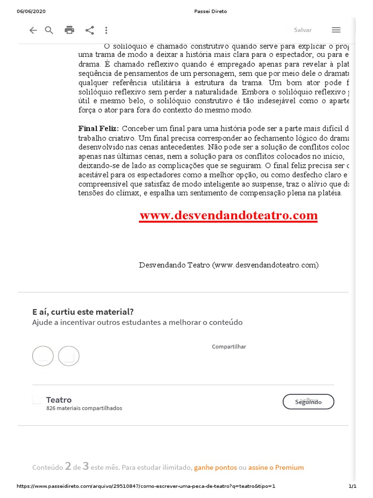 Como Escrever Um Texto Teatral | PDF