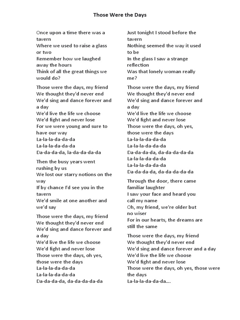 Those Were The Days | PDF