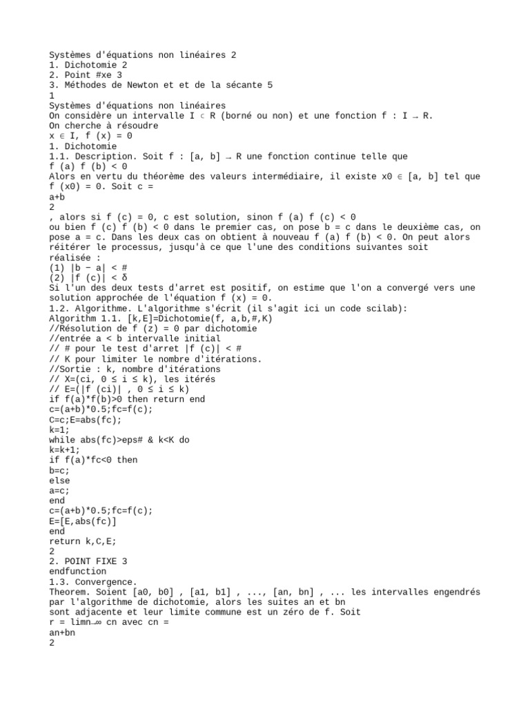 Algorithme de Dichotomie en Maths | PDF | Équations | Sciences numériques
