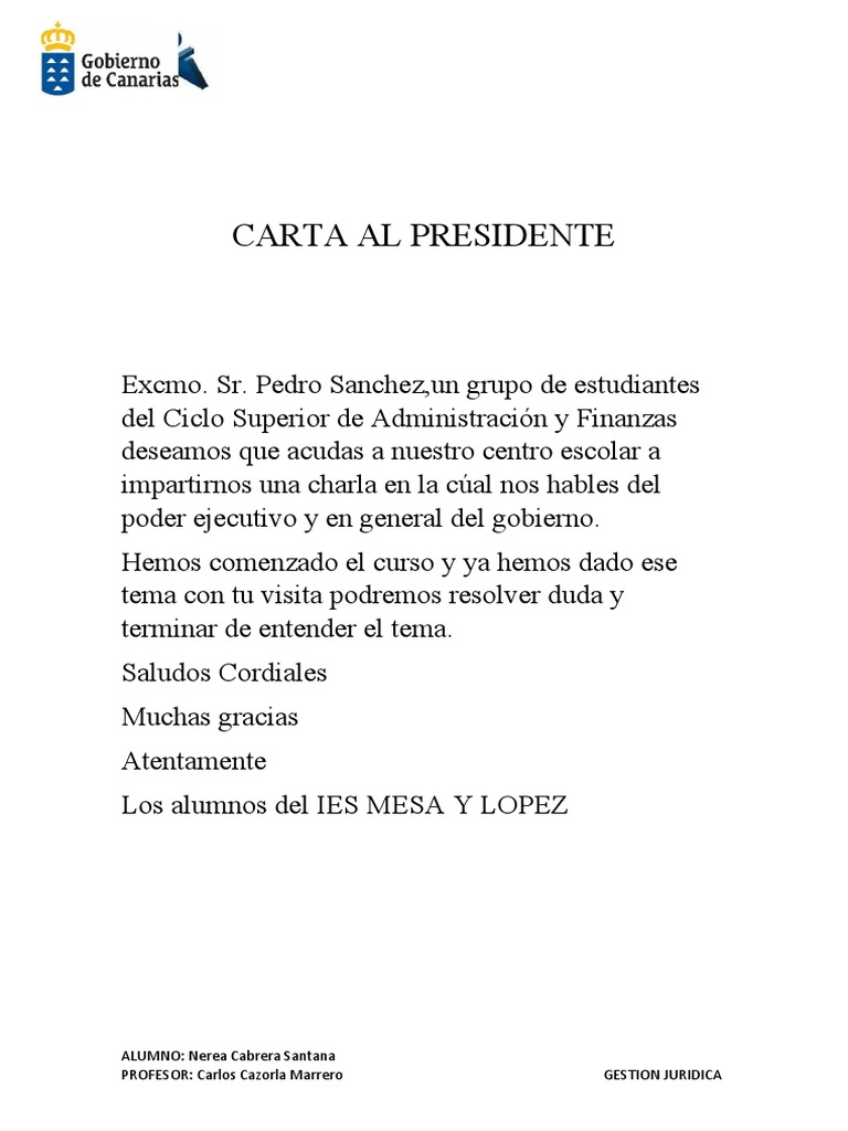 Carta Al Presidente | PDF Carta Al Presidente | PDF