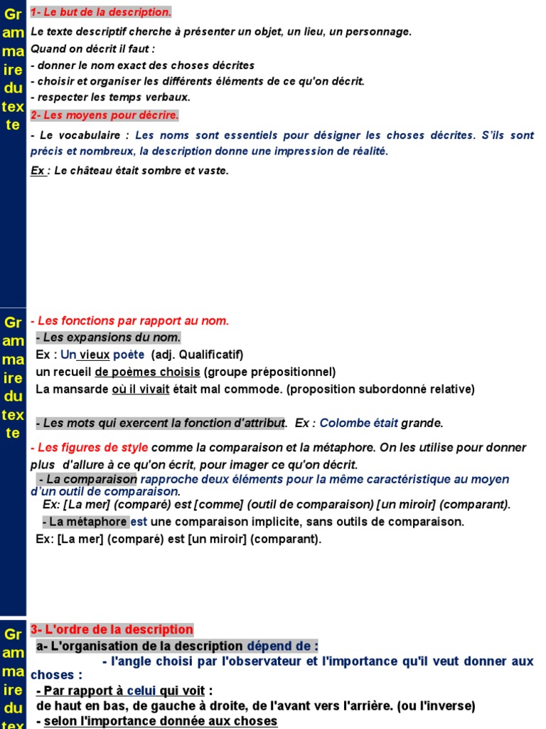 Caractéristiques du texte descriptif | PDF | Métaphore | Linguistique