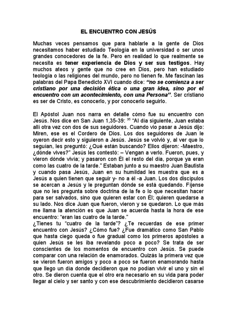 EL ENCUENTRO CON JESÚS para Profundizar | PDF | Jesús | Juan el apóstol