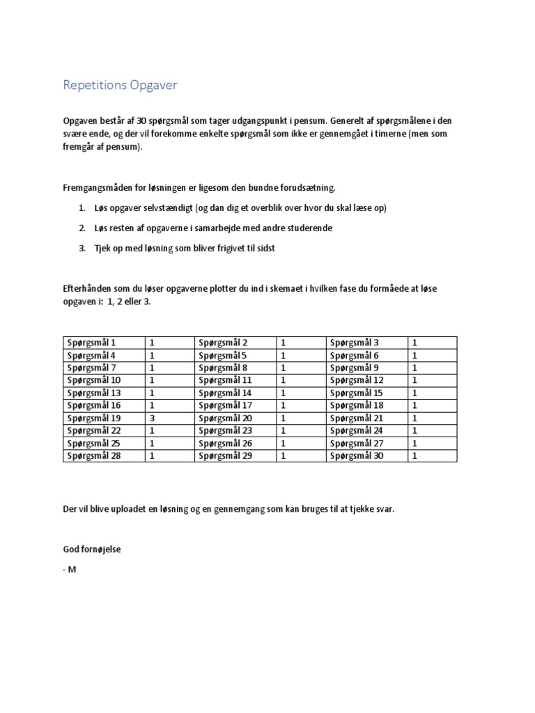 12 C - Repetitions Opgaver | PDF