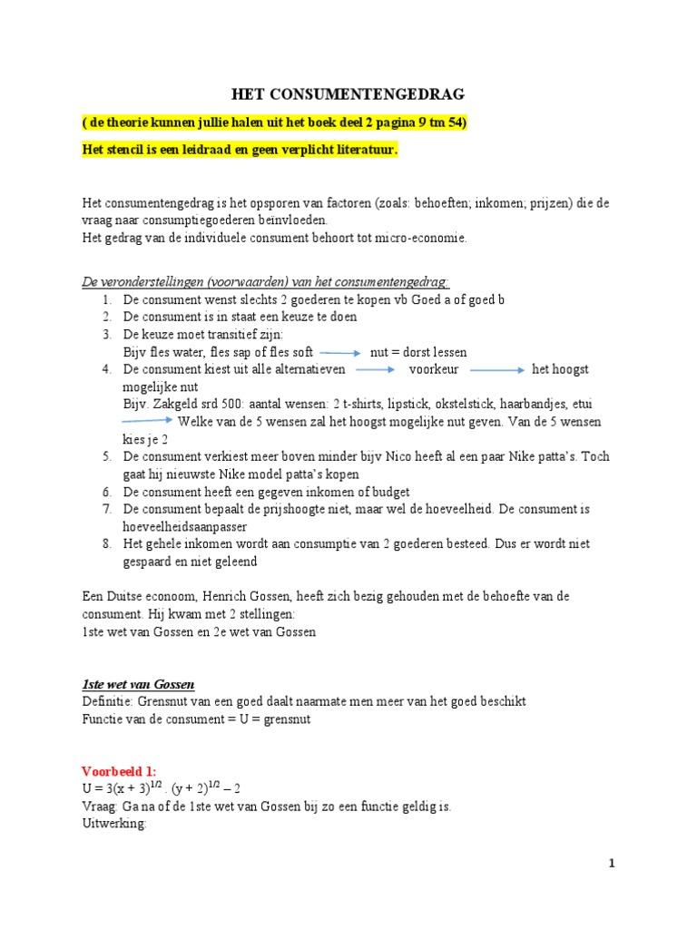 Leerstof Consumentengedrag | PDF