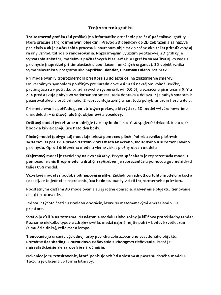 Trojrozmerná Grafika SJL | PDF