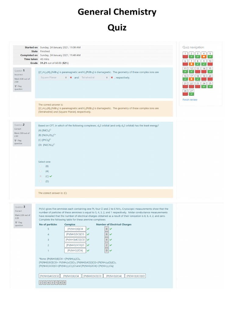 General Chemistry Quiz 1 | PDF