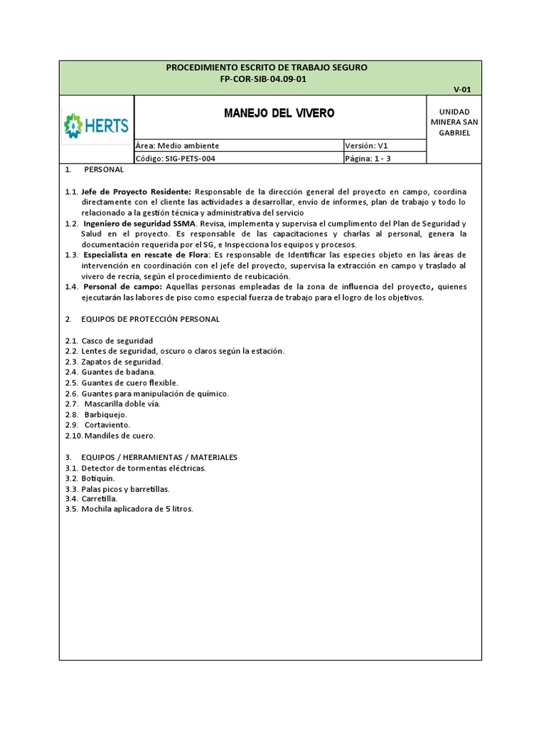 TR SGB Herts FP Cor Sib 04.09 04 v1 Manejo de Vivero | PDF