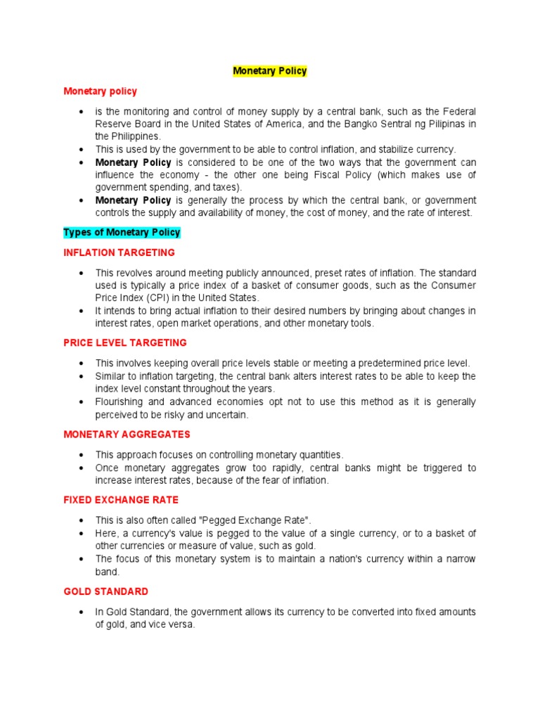 Monetary Policy Reviewer | PDF | Monetary Policy | Inflation