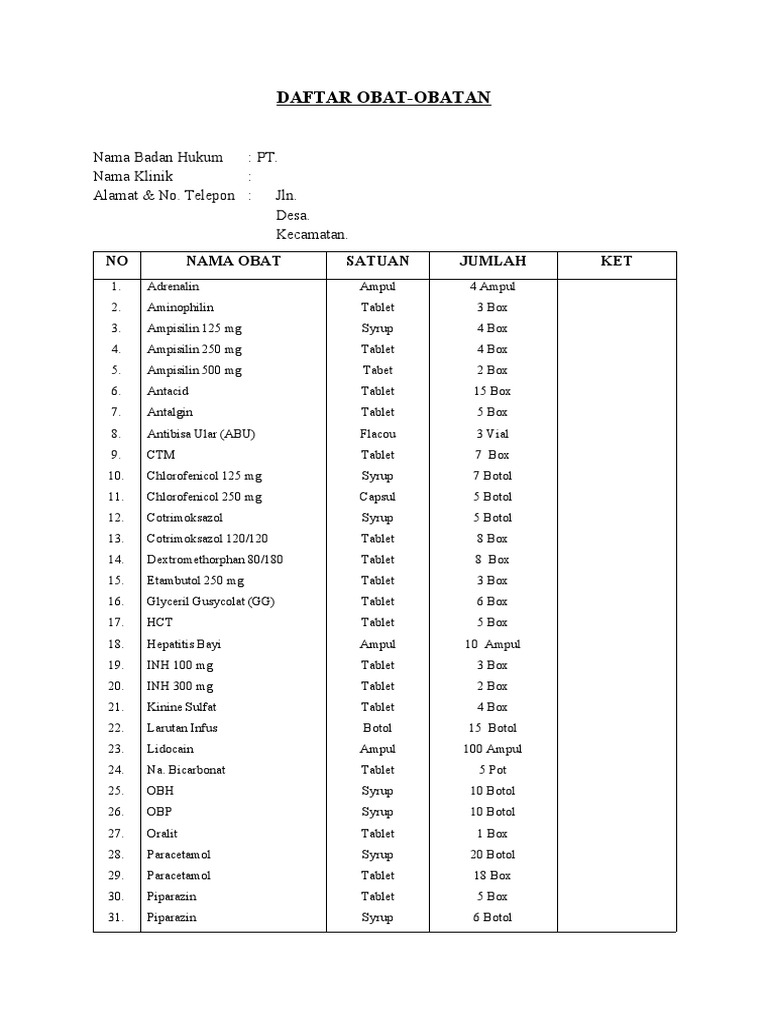 Daftar Obat-Obatan | PDF