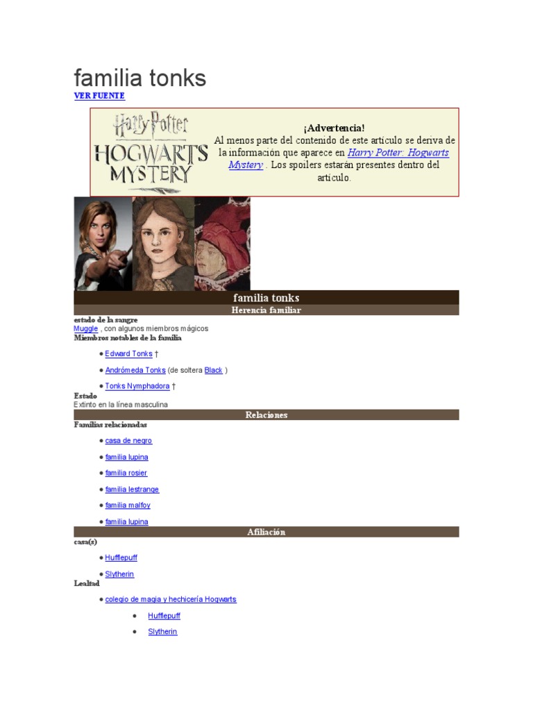 familia tonks | PDF | Novelas de fantasía contemporánea | Fantasía