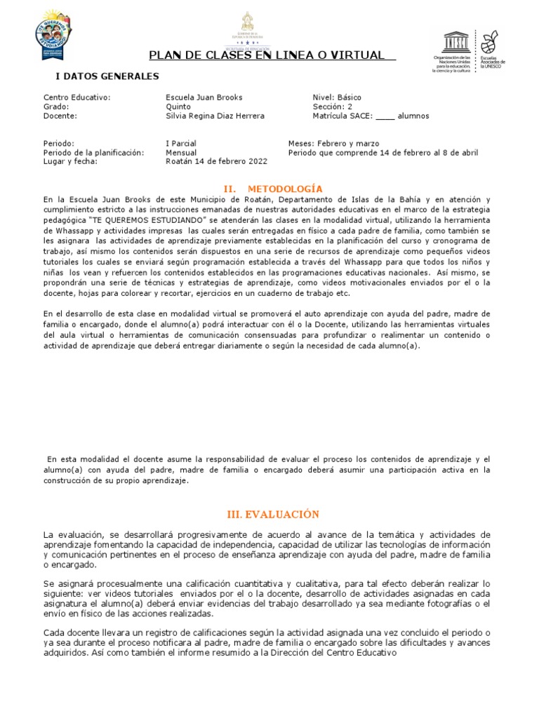 Plan de Clase Virtual 2021 I Parcial Quinto 2 | PDF | Biología Celular ...