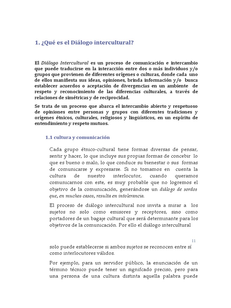 Dialogo Intercultural | PDF | Interculturalidad | Comunicación