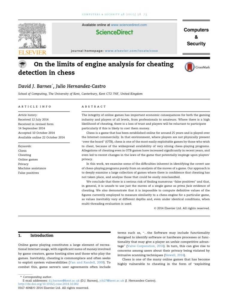 On The Limits Of Engine Analysis For Cheating Detection In Chess Pdfdrive Pdf Chess