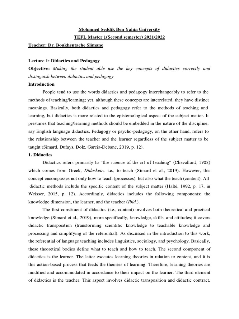 Tefl Master 1 Lectures S2 | PDF | Teaching Method | Learning