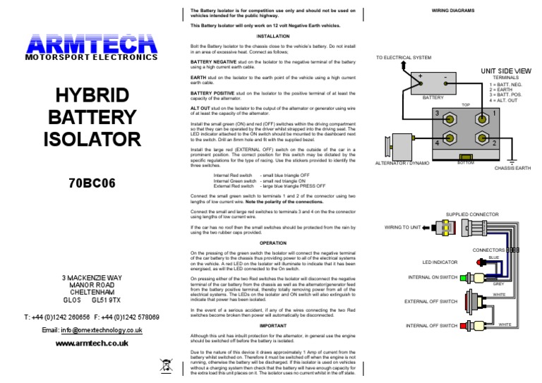 Armtech Battery Isolator | PDF | Switch | Electrical Connector