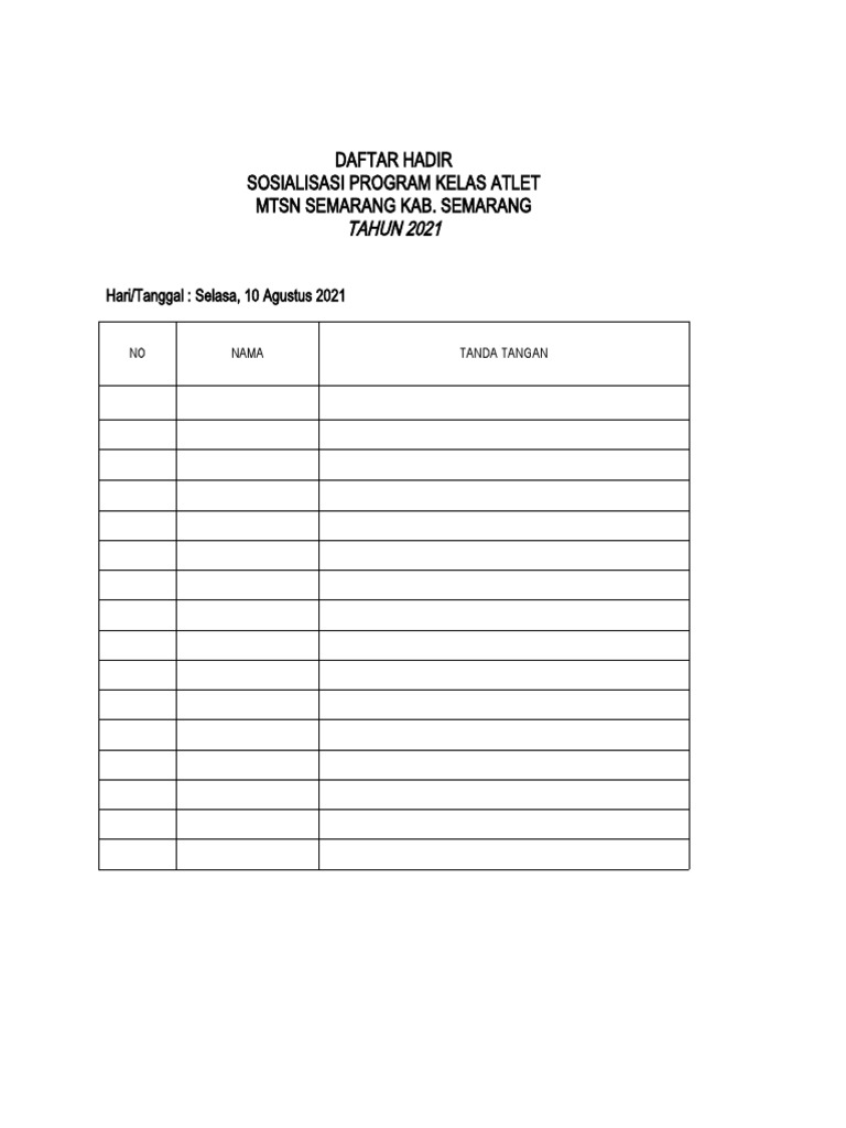 Daftar Hadir Sosialisasi | PDF