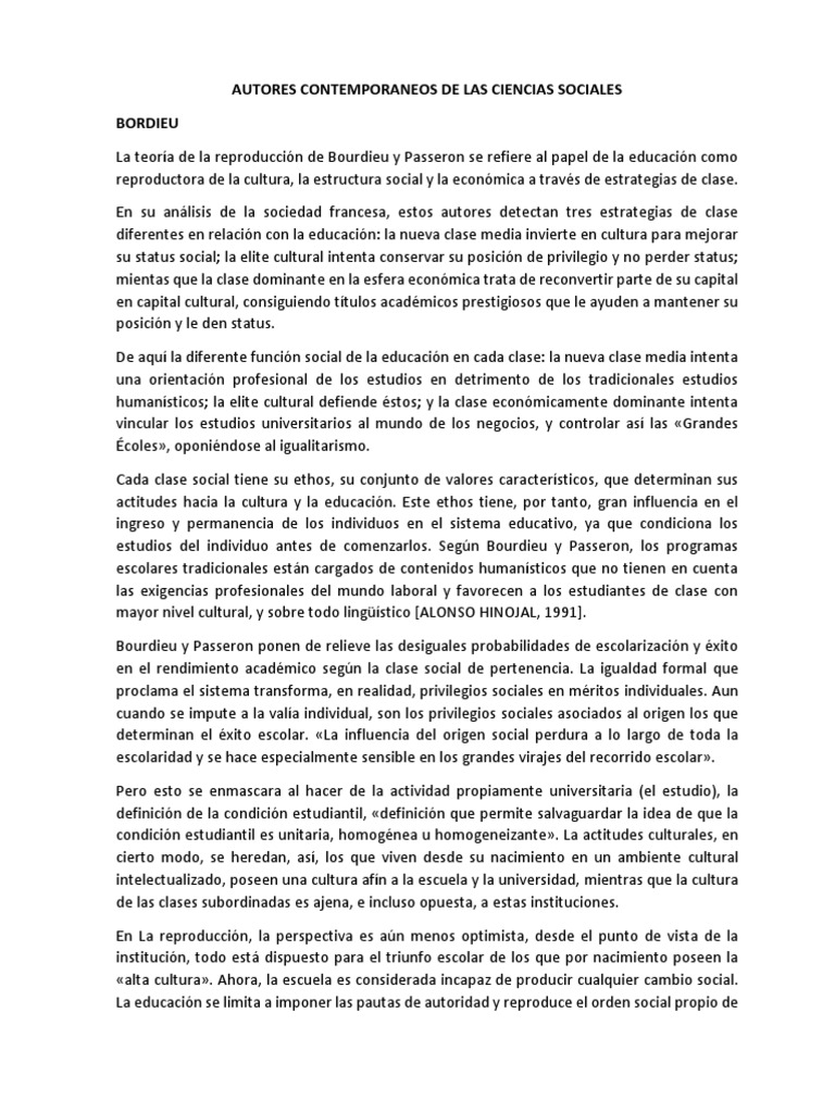 Autores Contemporaneos de Las Ciencias Sociales | PDF | Jürgen Habermas | Michel Foucault