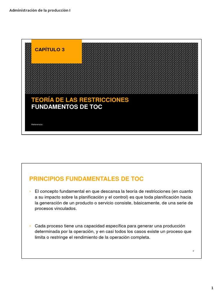 Teoría de Las Restricciones | PDF | Jefe de operaciones | Teoría