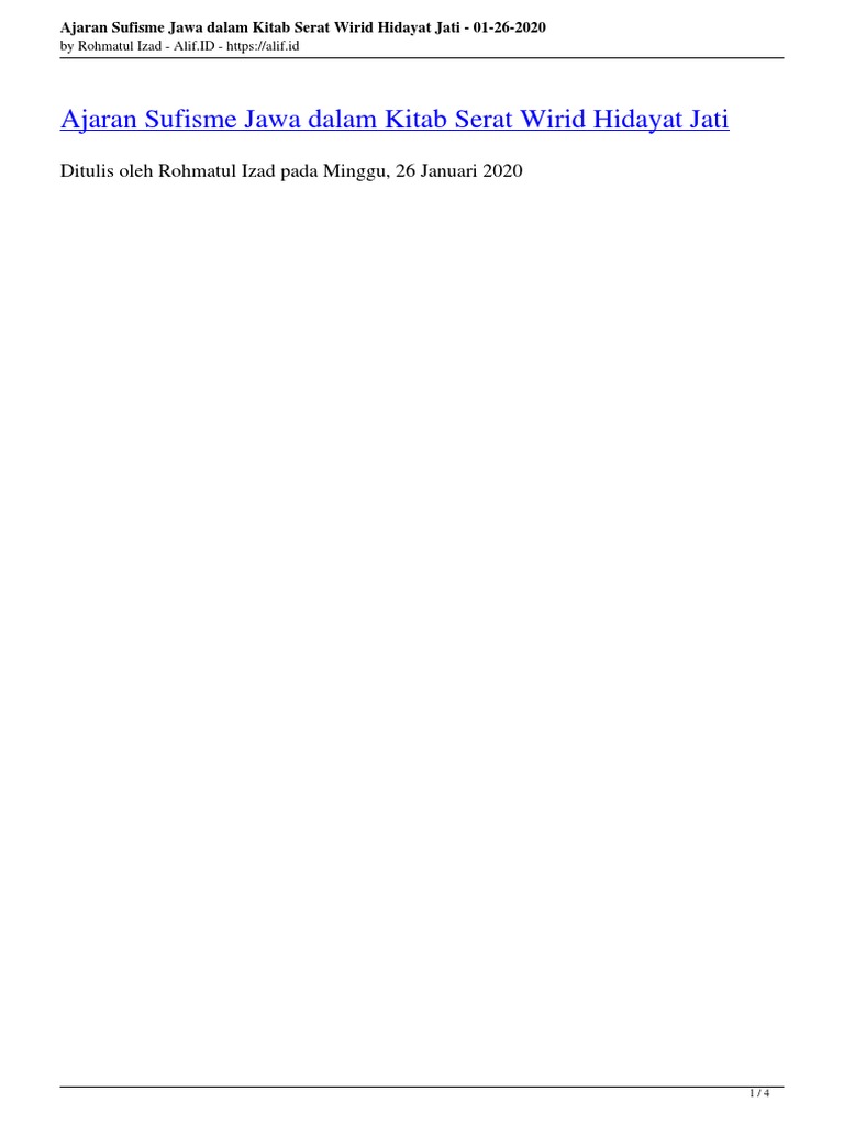 Sufisme Jawa dalam Serat Wirid Jati | PDF | Ilmu Sosial | Agama & Spiritualitas