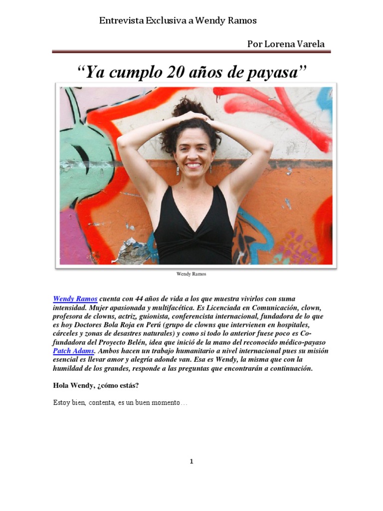 Entrevista Exclusiva A Wendy Ramos Por Lorena Varela PDF | PDF | Payaso | Perú