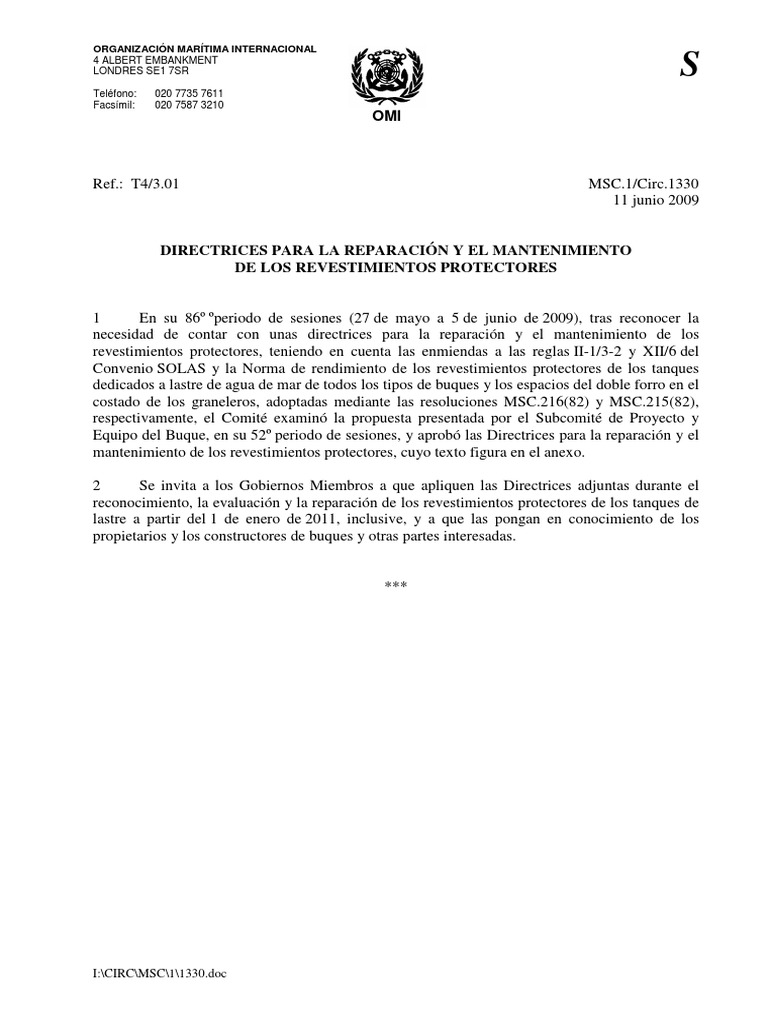 IMO MSC.1-Circ.1330 Protective Coating | PDF | Agua | Corrosión