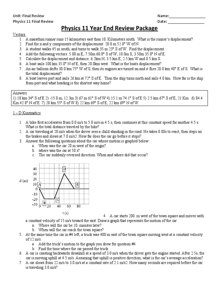 Physics 11 Final Exam Review Guide | PDF | Voltage | Sound